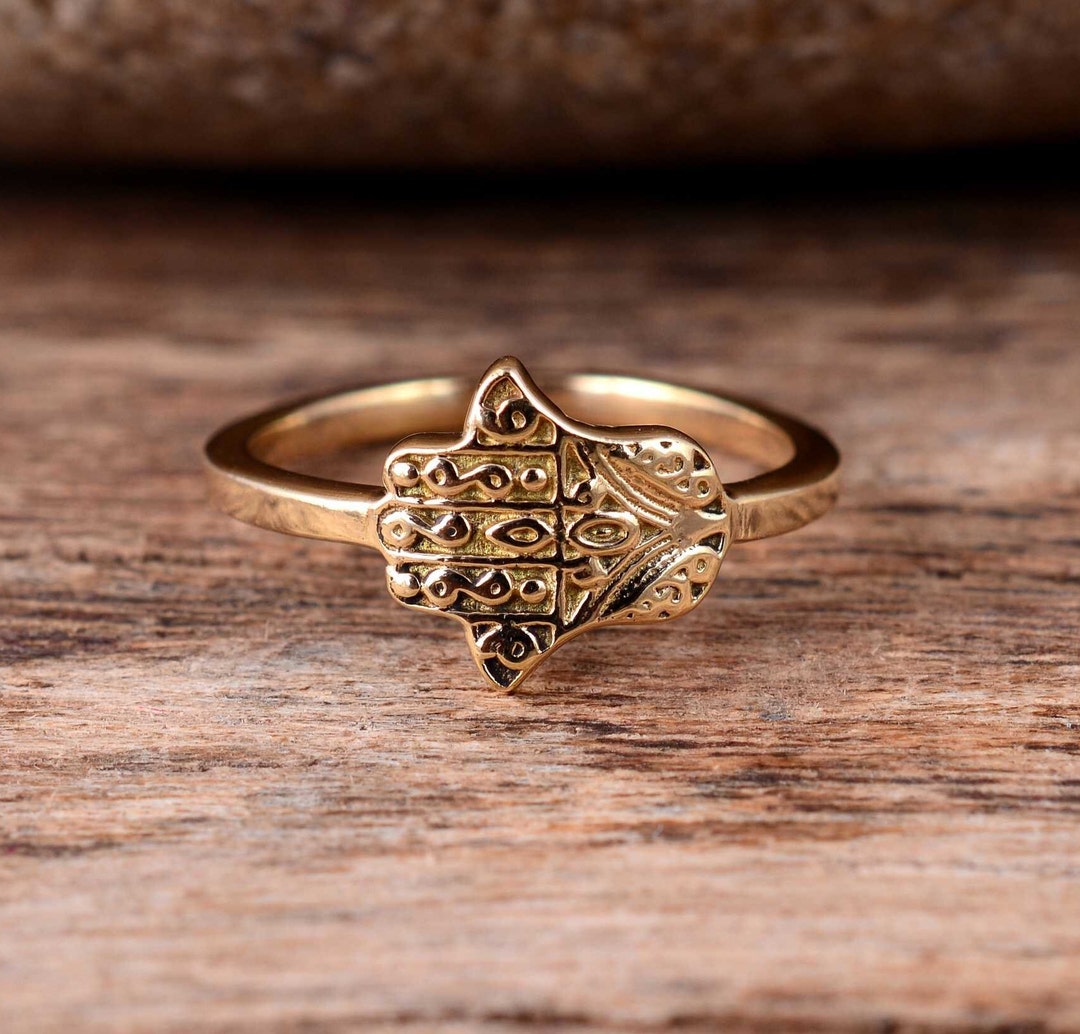 Hamsa Ring, Tiny Hamsa Ring, Delicate Gold Ring, Super Thin Ring, Evil ...