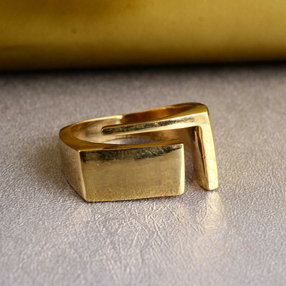 Square Ring, Open Simple Ring, Gold Square Ring, Modern Ring, Unisex ...