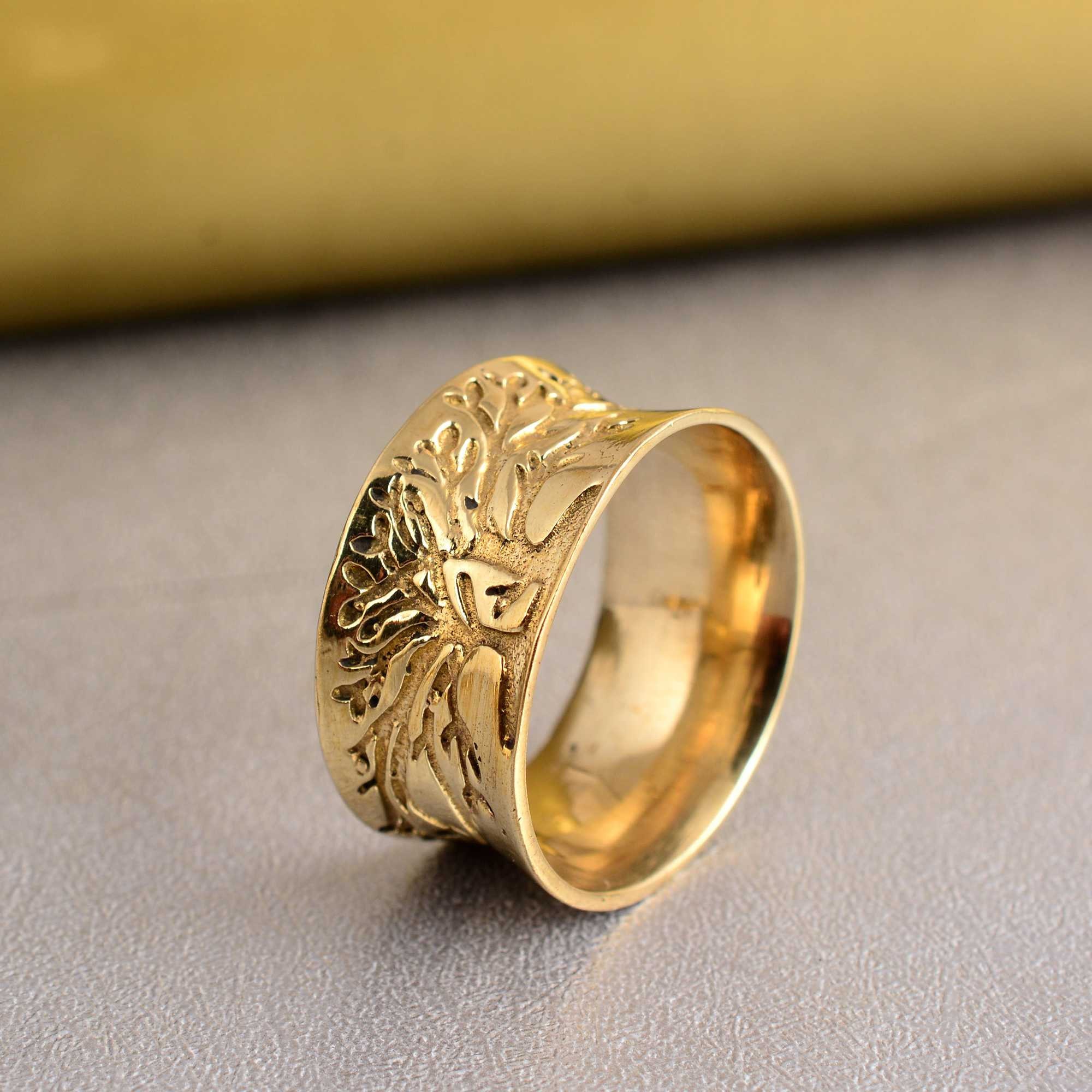 Tree of Life Ring Gold Thick Band Ring Band Ring Tree Ring - Etsy
