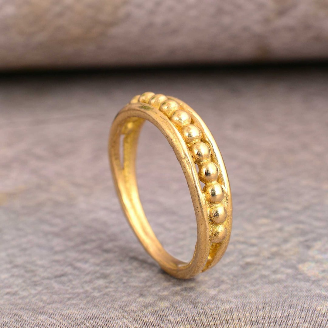 Gold Beaded Stacking Ring: Minimalist Dotted Band - Etsy