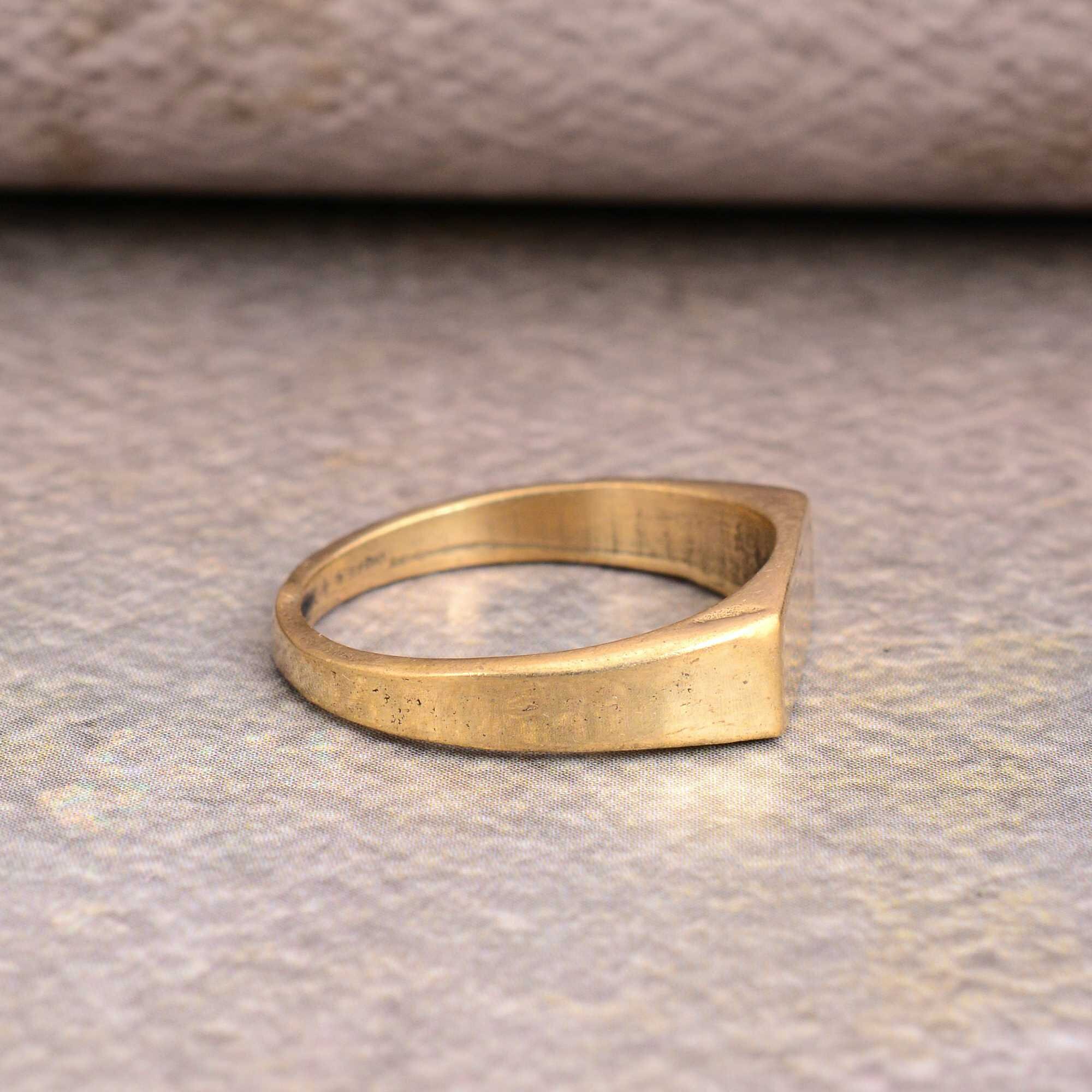 Gold Signet Ring, Rectangle Signet Ring, Bar Ring, Pinky Signet Ring ...