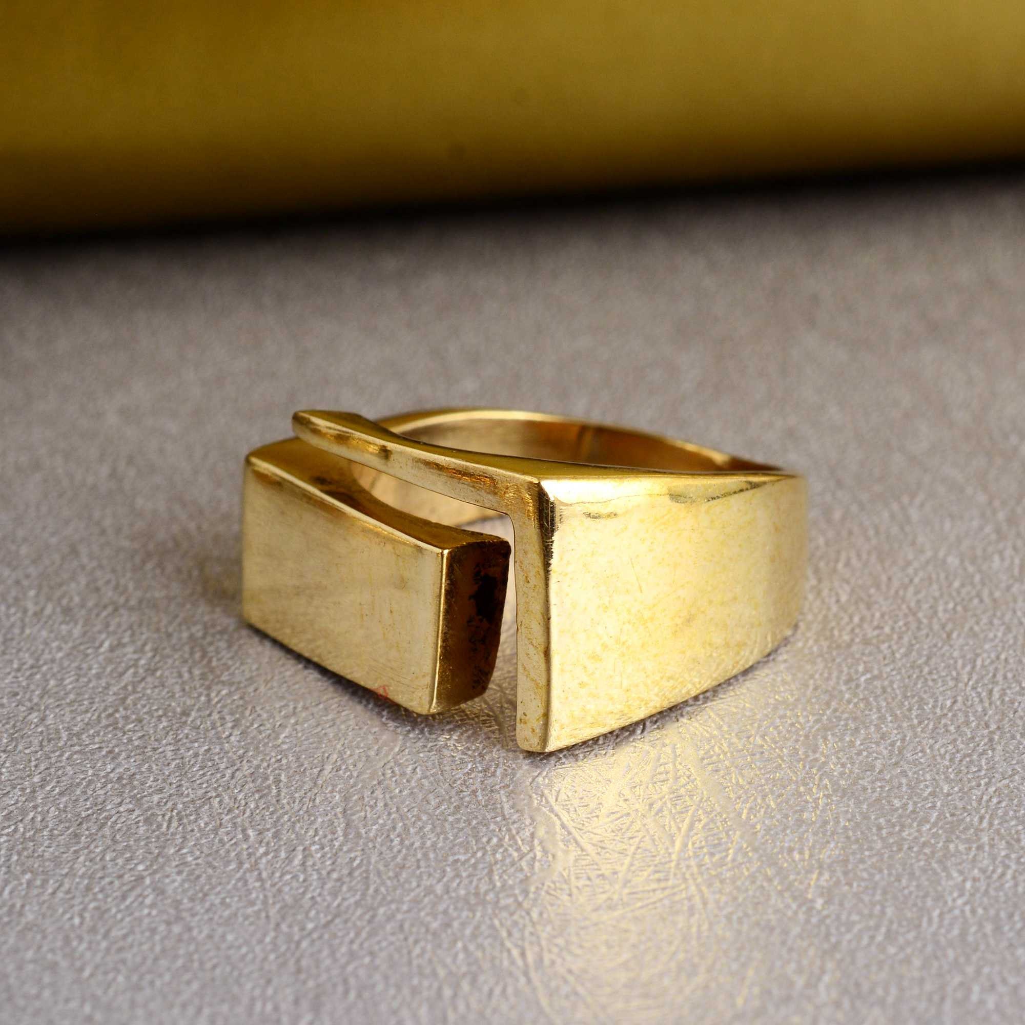 Square Ring, Open Simple Ring, Gold Square Ring, Modern Ring, Unisex ...