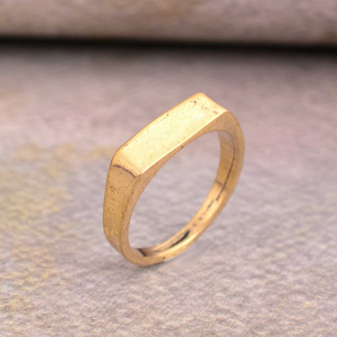 Gold Signet Ring, Rectangle Signet Ring, Bar Ring, Pinky Signet Ring ...