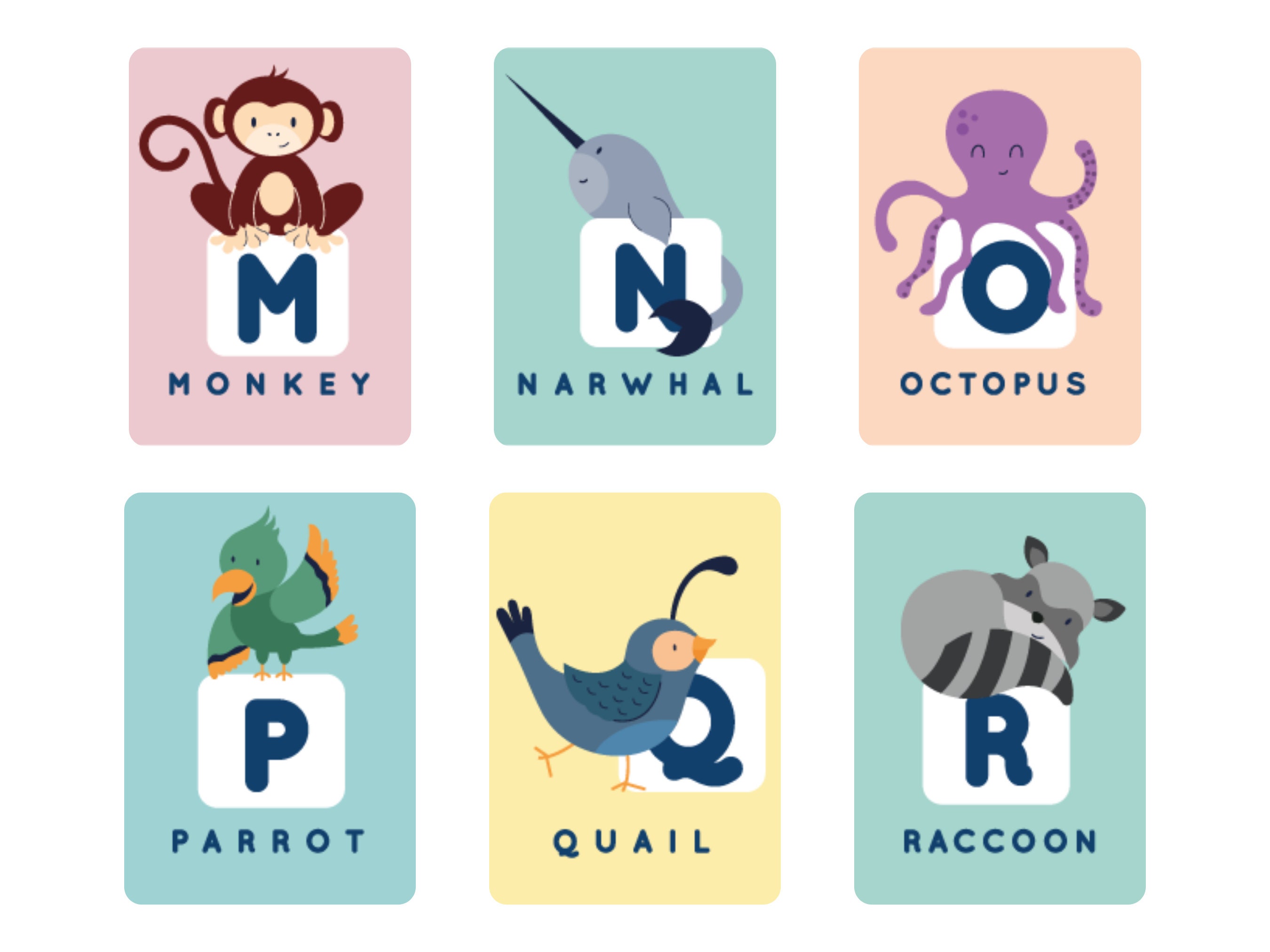 Flashcards imprimibles del alfabeto animal decoración del - Etsy México