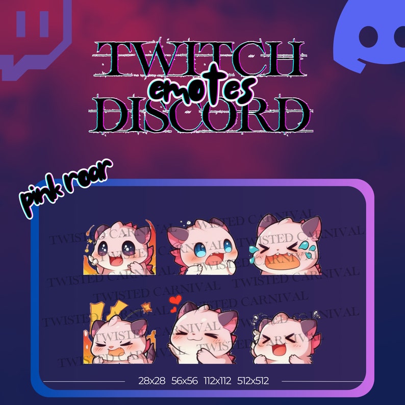 Pink Roar Twitch/discord Emote Pack - - Digital Download - - Etsy