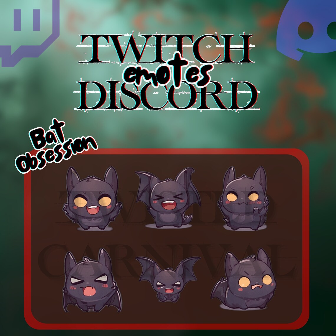 Bat Obsession Twitch/discord Emote Pack High Quality Digital Download ...