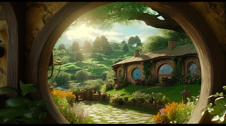 Set of 4 Shire Hobbit-inspired Zoom Virtual Backgrounds: Digital ...