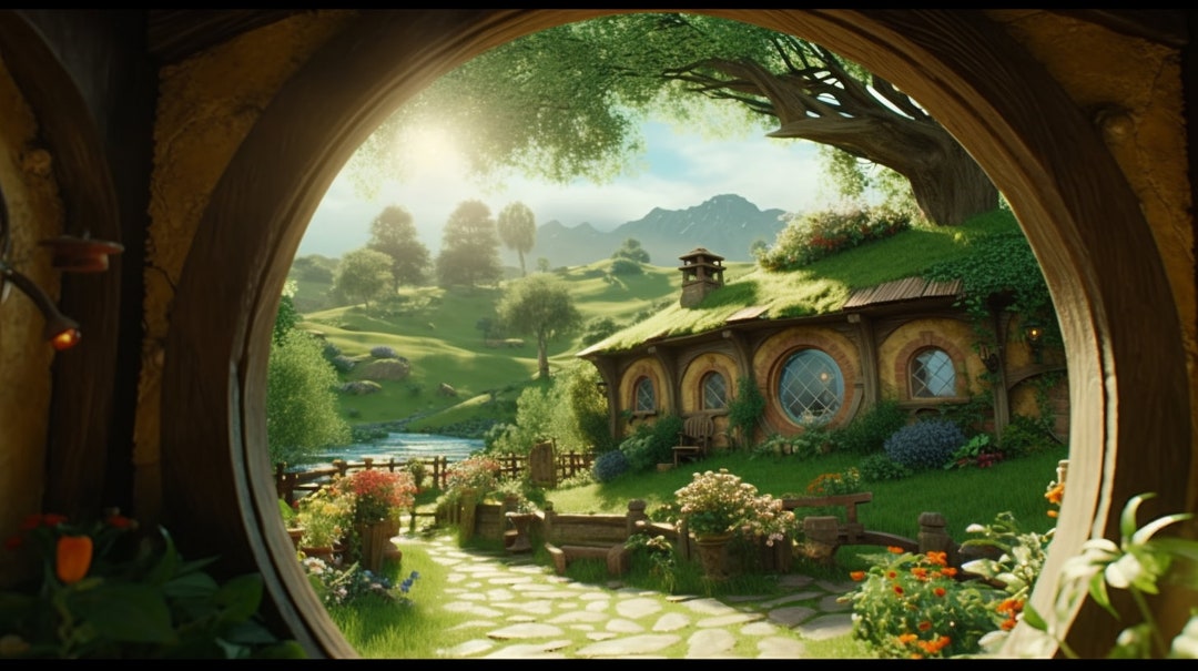 Set of 4 Shire Hobbit-inspired Zoom Virtual Backgrounds: Digital ...