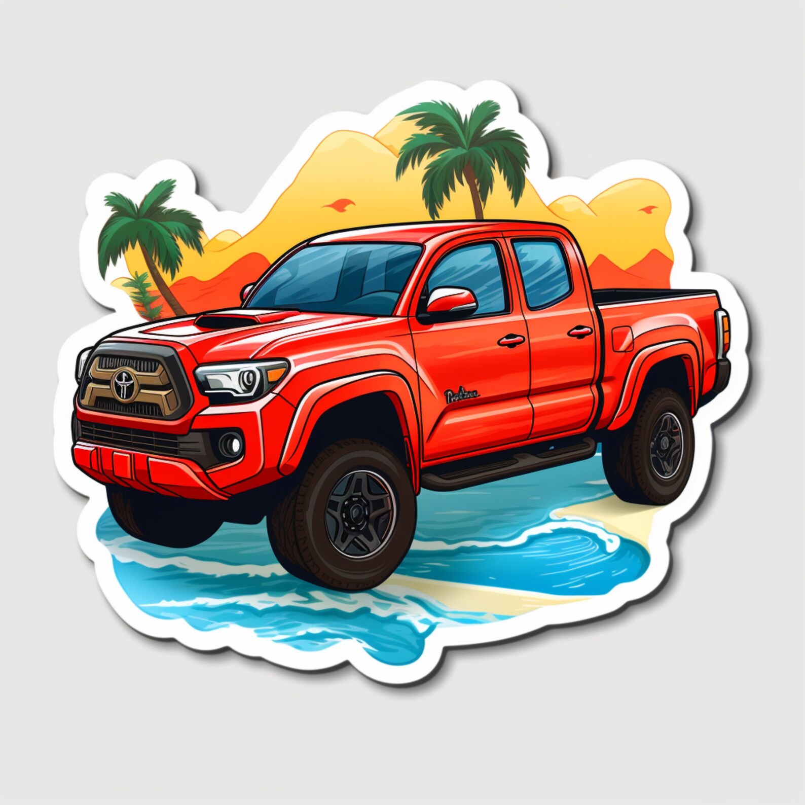 Hawaiian Red Tacoma Sticker Design, Vibrant Colors - Etsy
