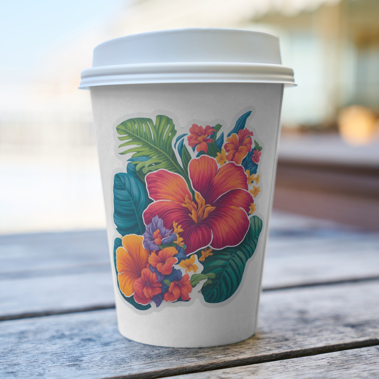 A Vibrant Tropical Hawaii Flower Stickers, Bright Colors. - Etsy