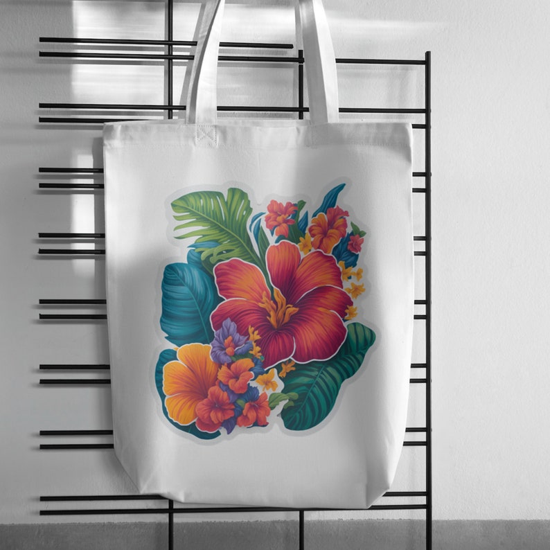 A Vibrant Tropical Hawaii Flower Stickers, Bright Colors. - Etsy