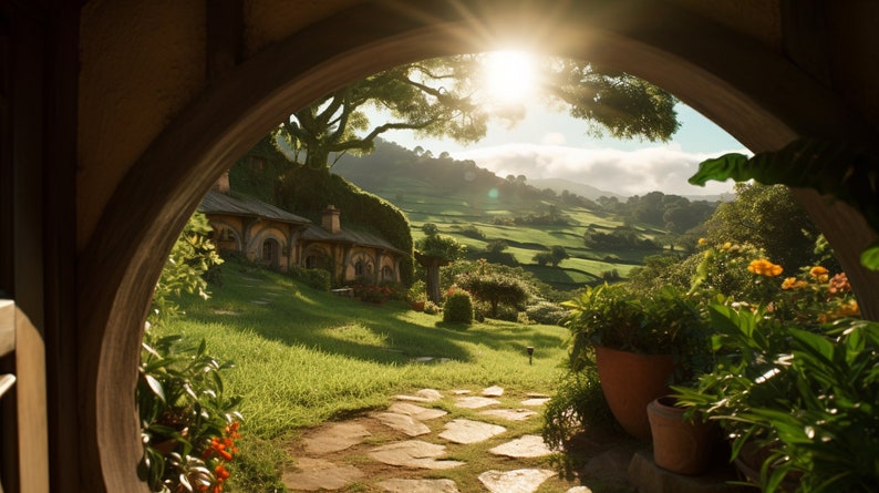 Set of 4 Shire Hobbit-inspired Zoom Virtual Backgrounds: Digital ...