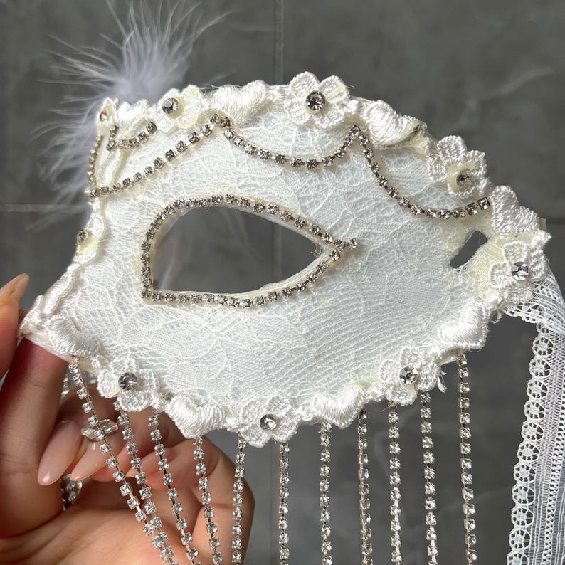 White Butterfly Tassel Mask - Luxury Ball Mask - Masquerade - Wedding ...