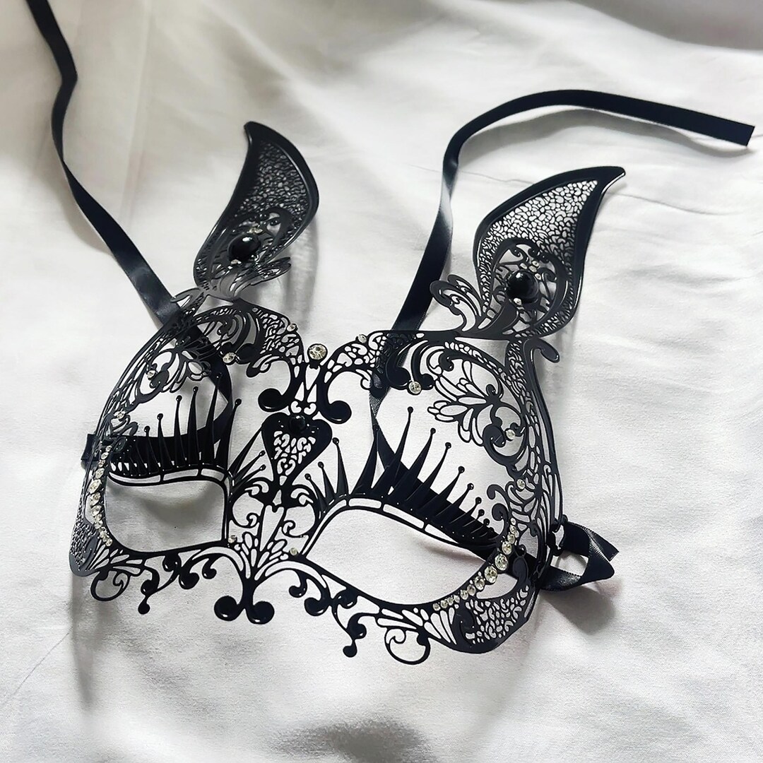Rabbit Cut Mask, Rabbit Mask, Masquerade Mask, Black Background Mask ...