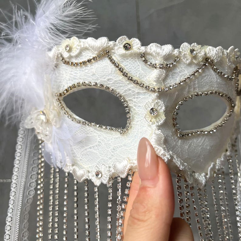 White Butterfly Tassel Mask - Luxury Ball Mask - Masquerade - Wedding ...