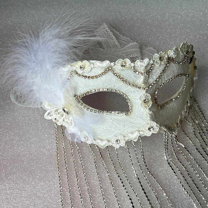 White Butterfly Tassel Mask - Luxury Ball Mask - Masquerade - Wedding ...