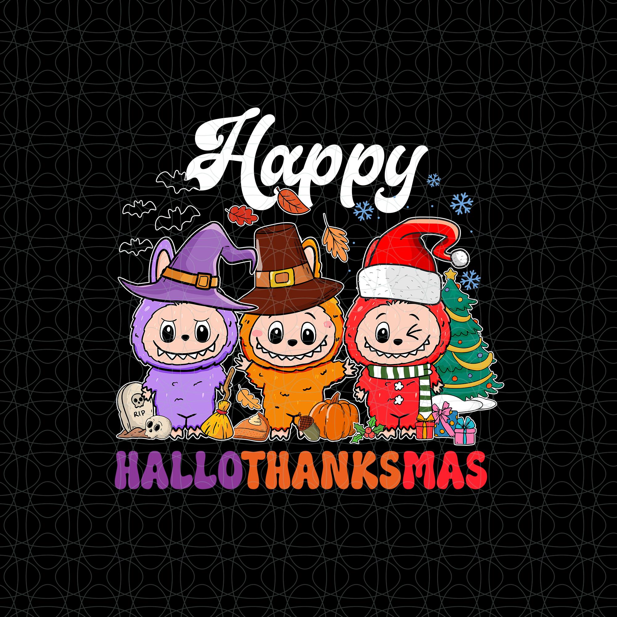 Happy Hallothanksmas Labubu Png, Cute Labubu Monster Png, Merry ...