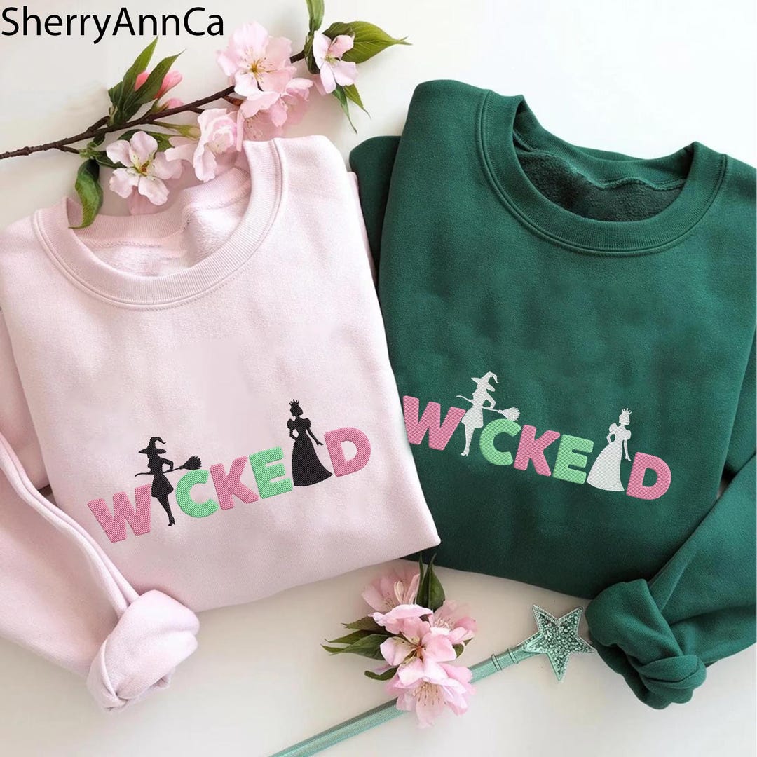 Wicked Embroidered Sweatshirt, Elphaba Glinda Embroidery Sweatshirt ...