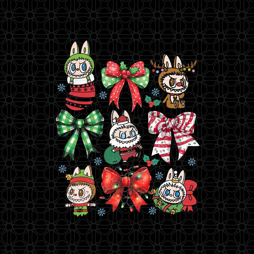 Coquette Bow Labubu Merry Christmas Png, Labubu Christmas Gift Png ...