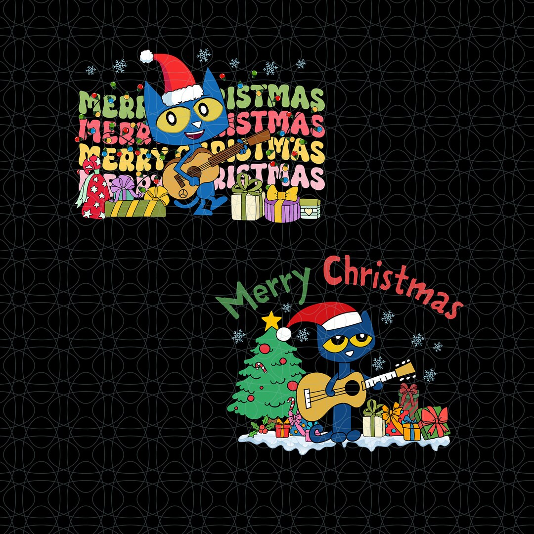 Merry Christmas Pete the Cat Png, Groovy Cat Christmas Png, Cool Cat ...