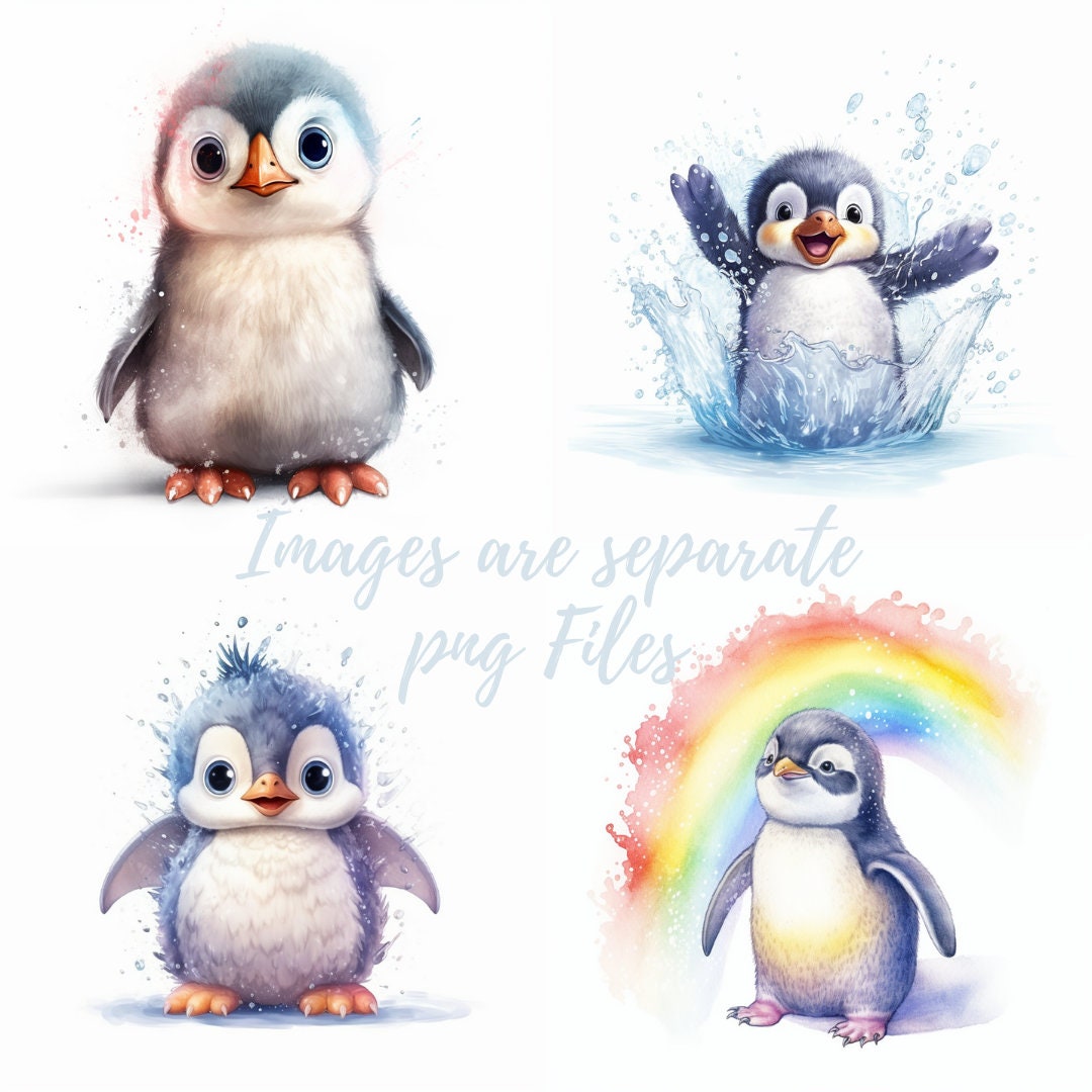 Watercolor Cute Penguins, Penguins Clipart, Unique Designs PNG Format ...