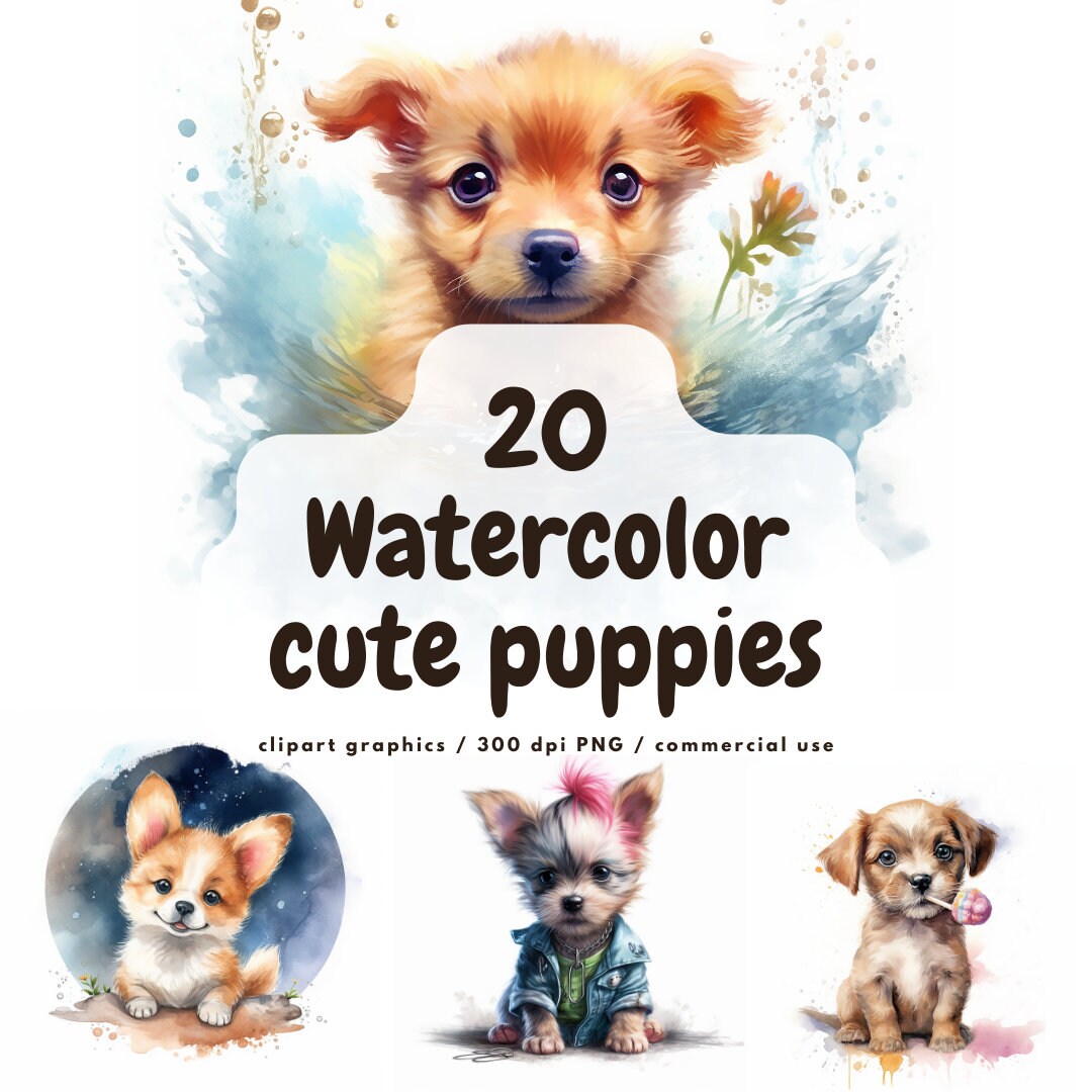Watercolor Cute Puppies Clipart, Puppy Clipart, Unique Designs PNG ...