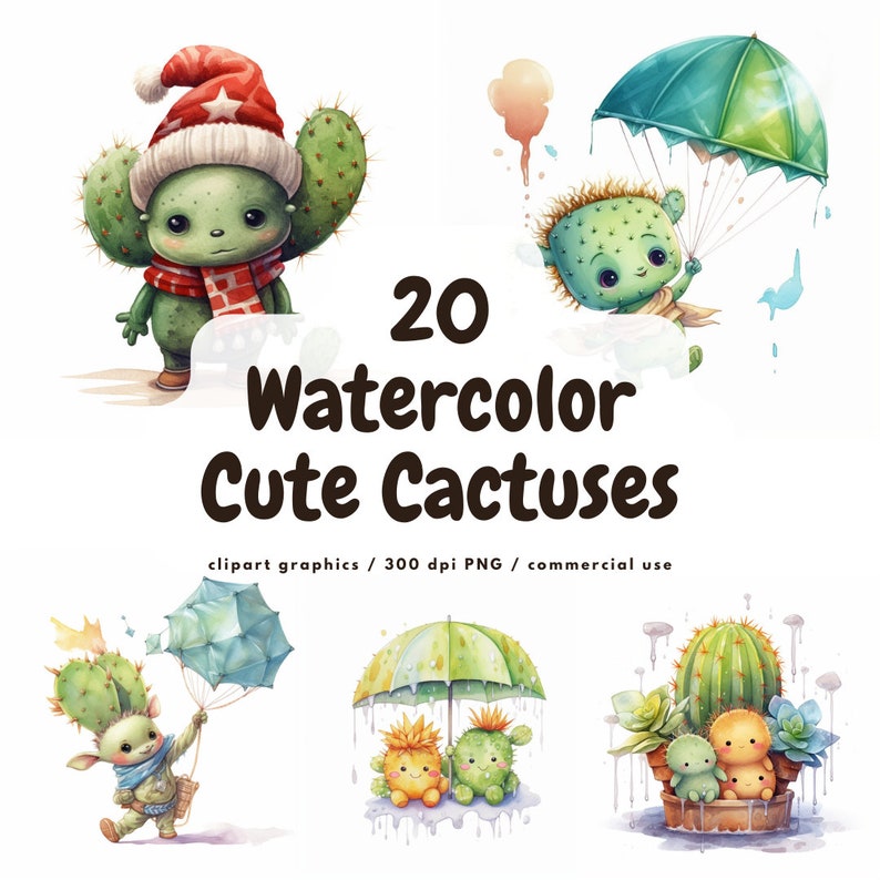 Watercolor Cute Cactus, Cactus Clipart, Unique Designs PNG Format, Free ...