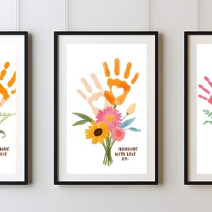 Mothers's Day Handprint Craft Art Birthday Activity Floral Bouquet ...