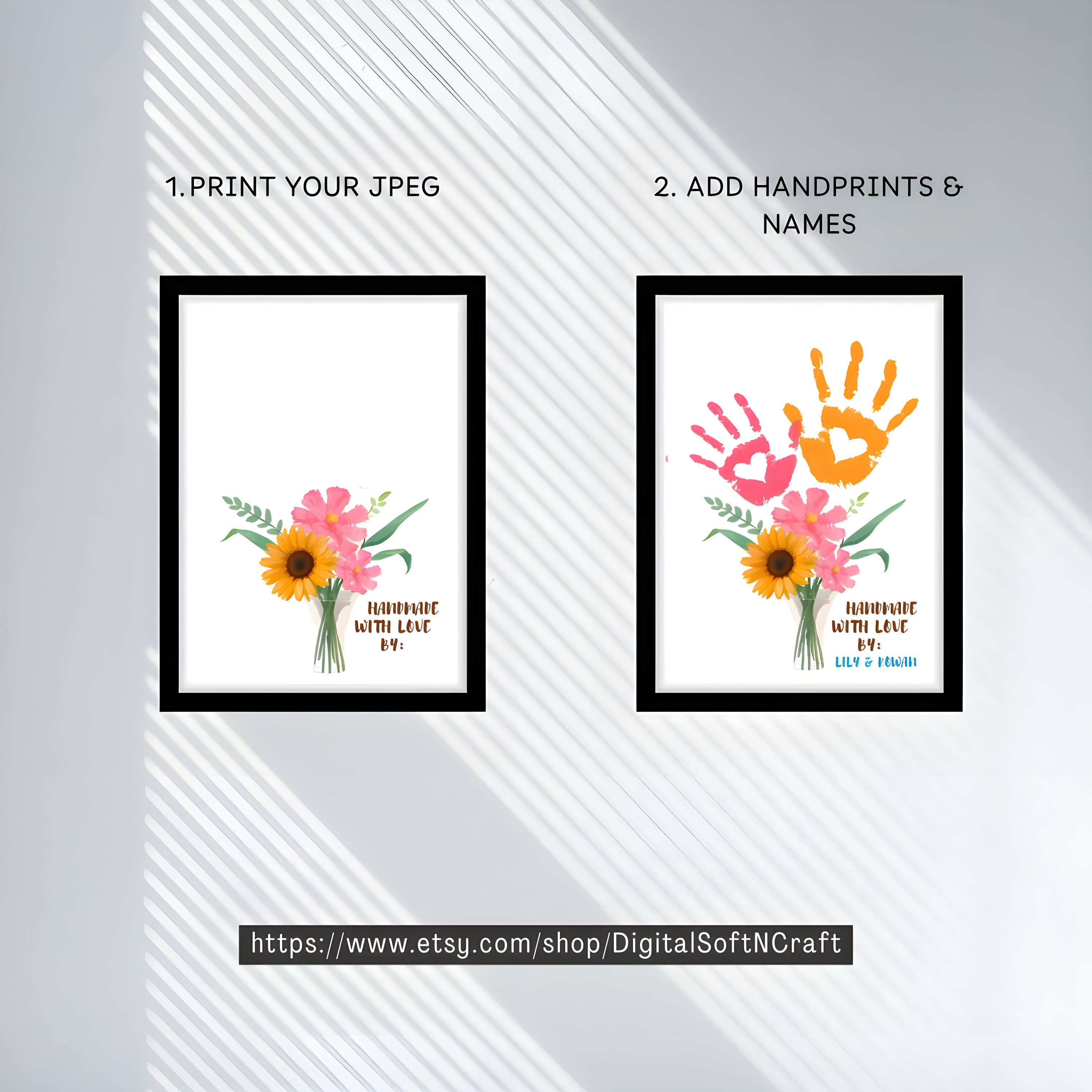 Mothers's Day Handprint Craft Art Birthday Activity Floral Bouquet ...
