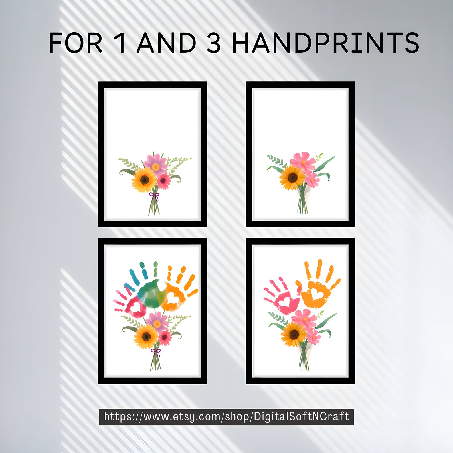 Mothers's Day Handprint Craft Art Birthday Activity Floral Bouquet ...