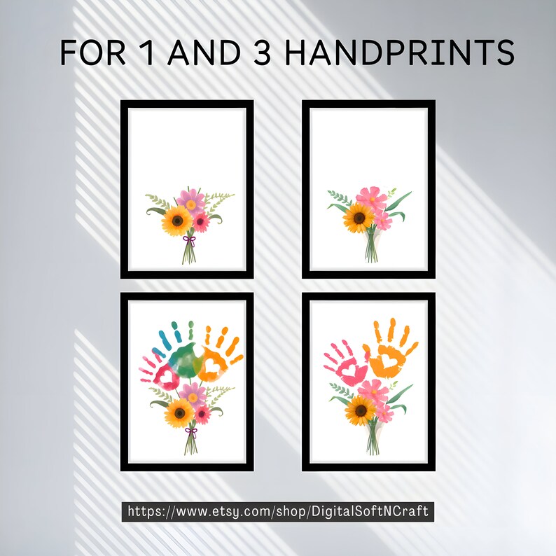 Mothers's Day Handprint Craft Art Birthday Activity Floral Bouquet ...