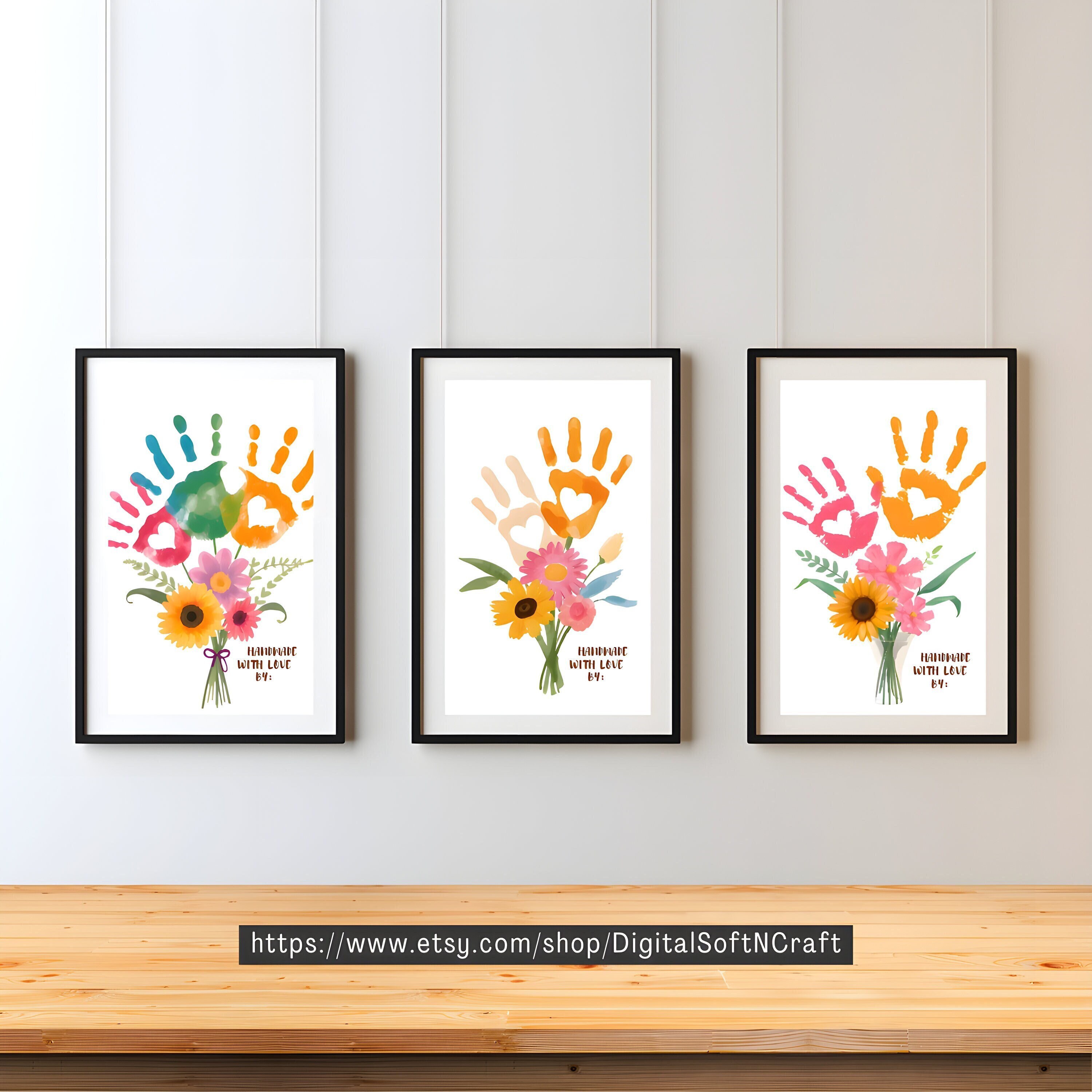 Mothers's Day Handprint Craft Art Birthday Activity Floral Bouquet ...