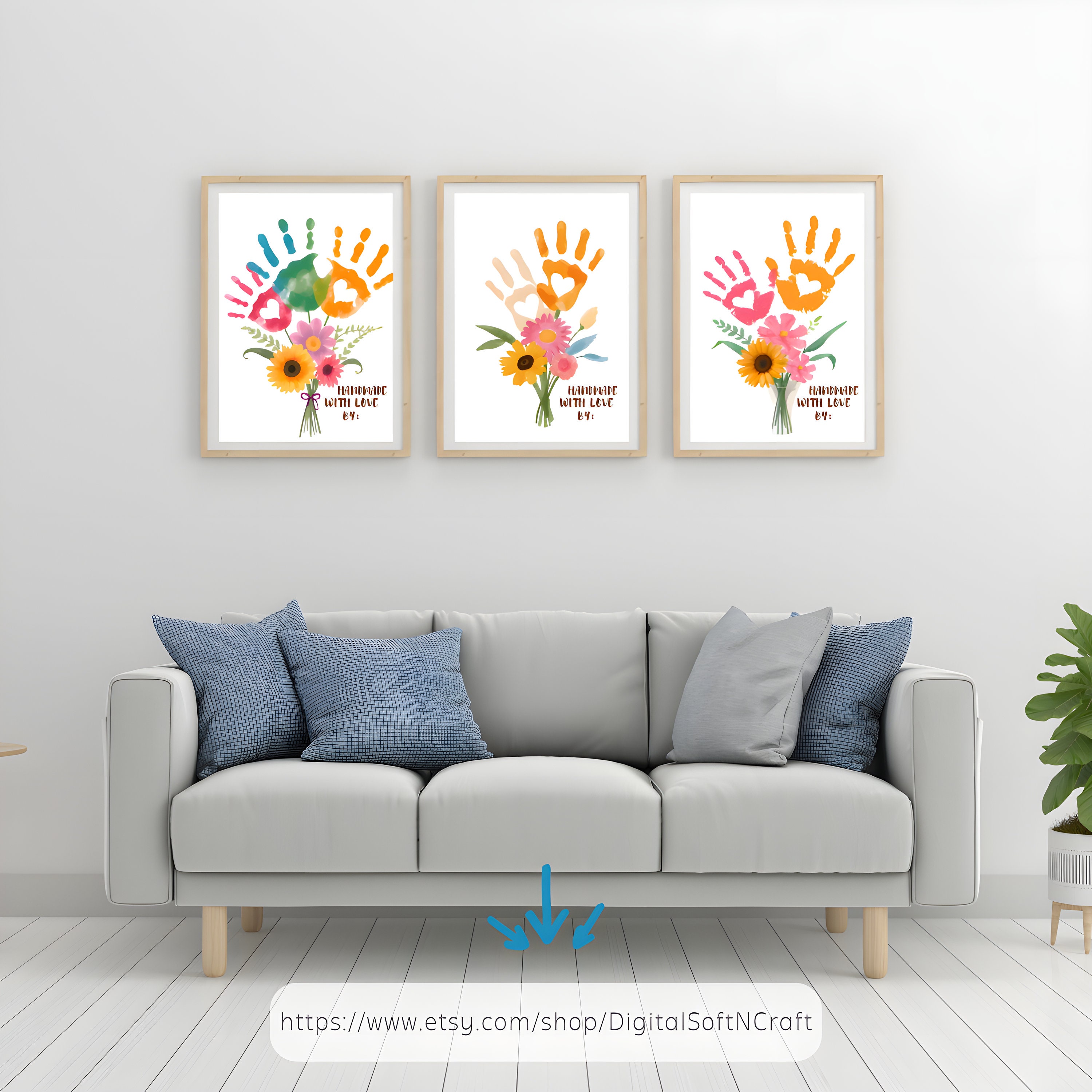 Mothers's Day Handprint Craft Art Birthday Activity Floral Bouquet ...