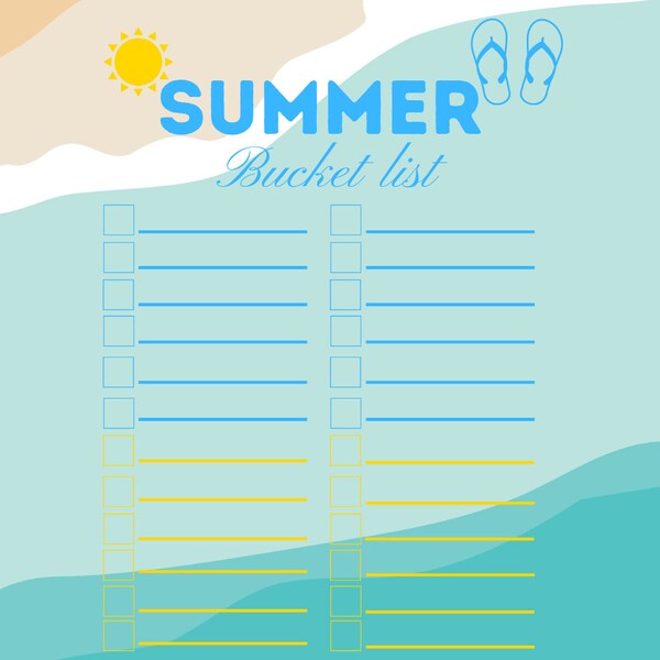 Summer Bucket List Editable Canva - Etsy