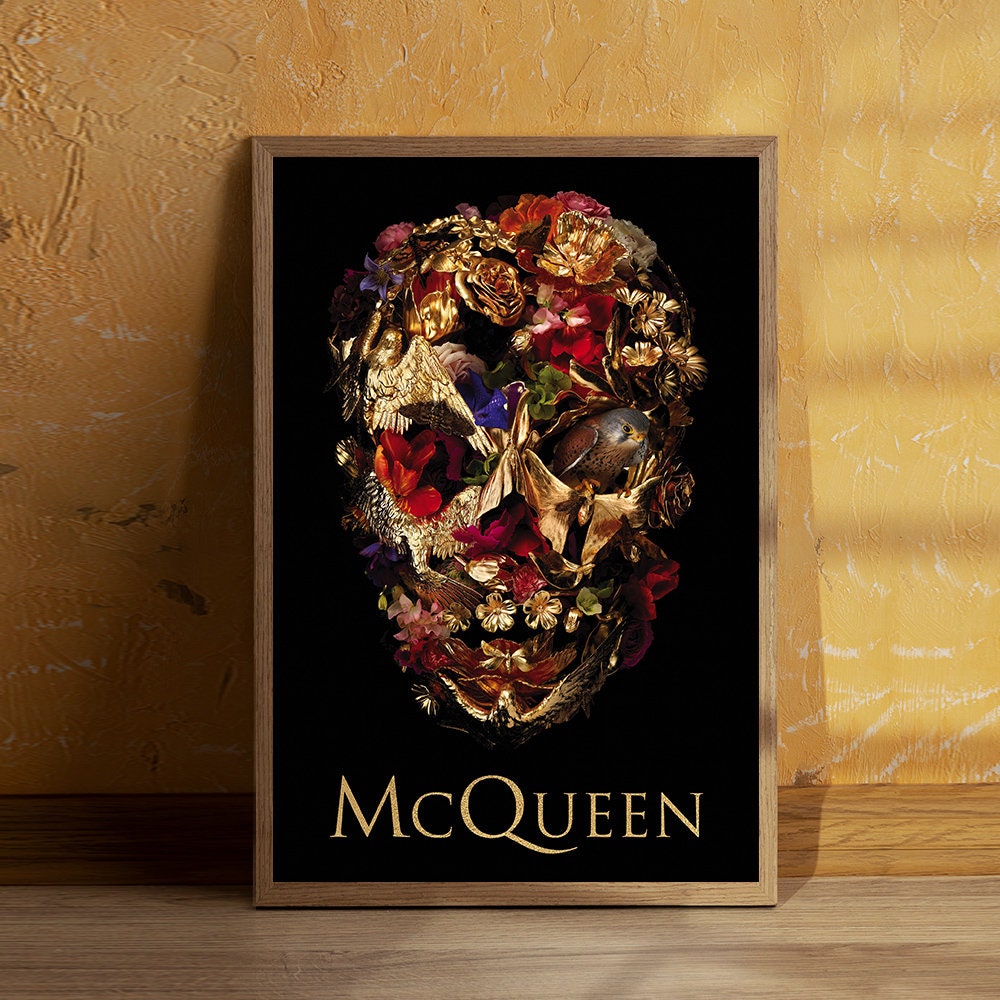 Mcqueen Movie Poster: Floral Skull Canvas Art Print,room Decor,wall Art ...