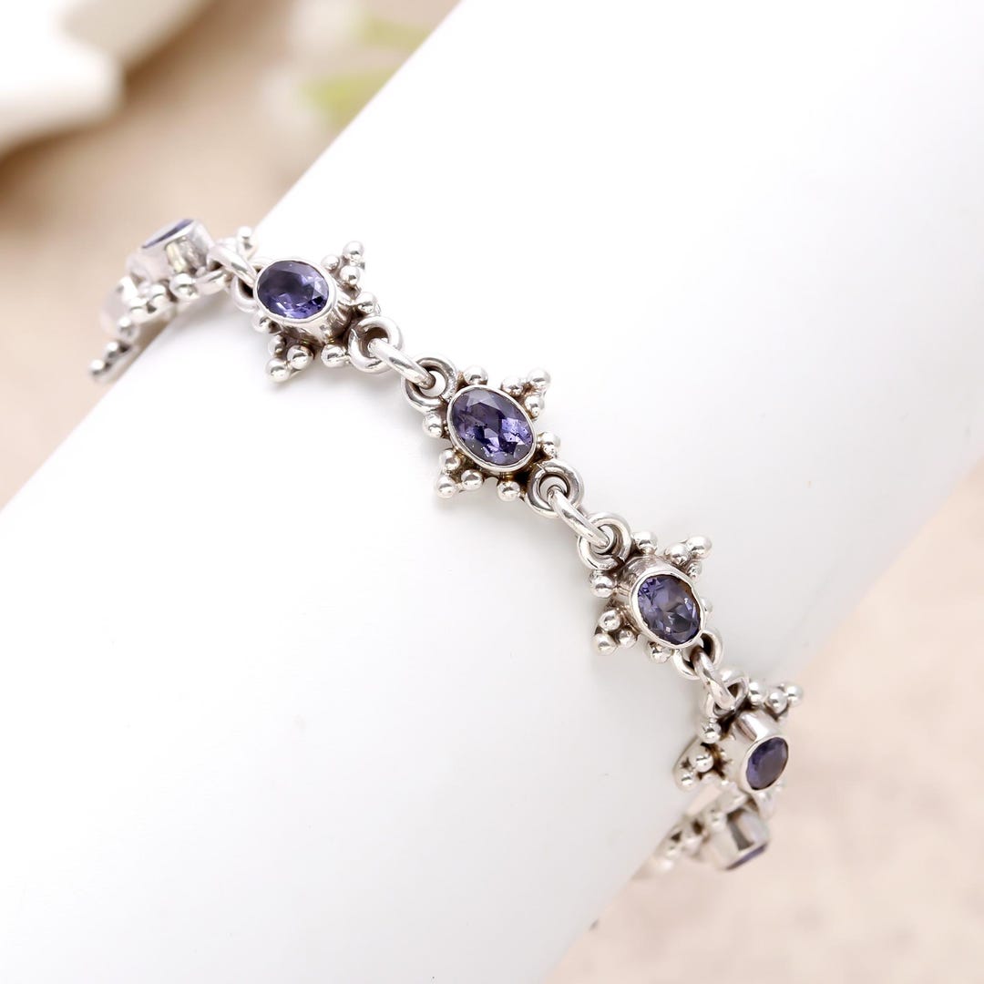 Art Deco Iolite Bracelet Personalized Gift for Her Iolite Bracelet ...