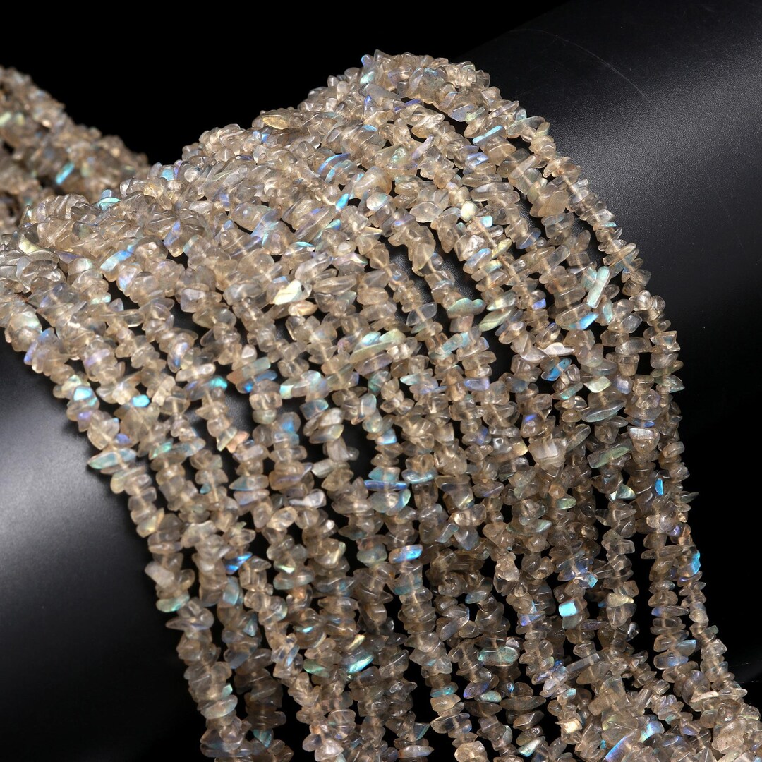 Blue Fire Labradorite Smooth Uncut Chips Beads, 36 Labradorite Beads ...