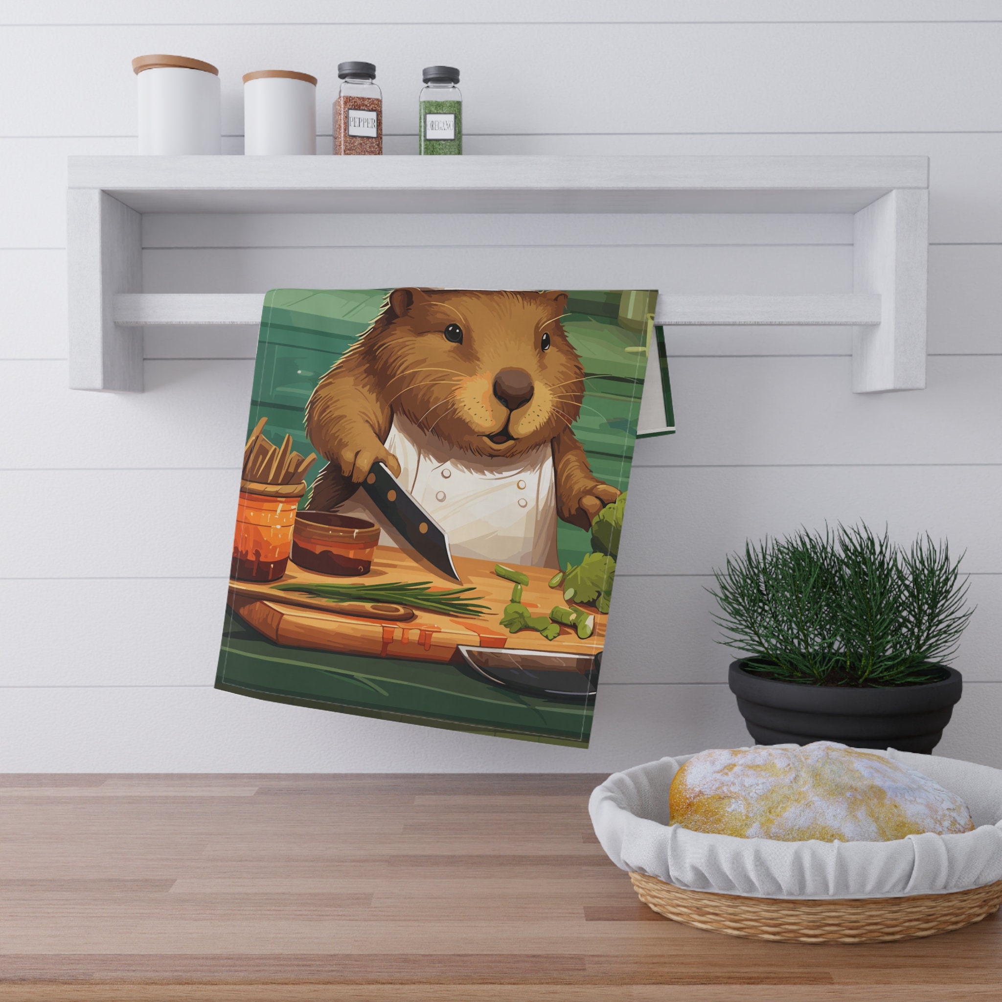 Expressive Capybara Chef Kitchen Tea Towel: Style Meets Function - Etsy