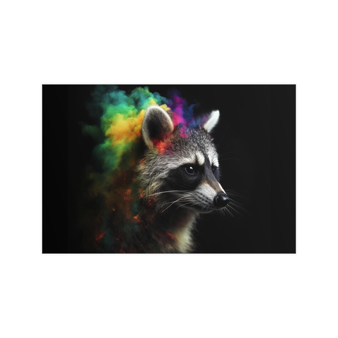 Vibrant Racoon Horizontal Matte Posters, Wall Art, Gift, Living Room - Etsy