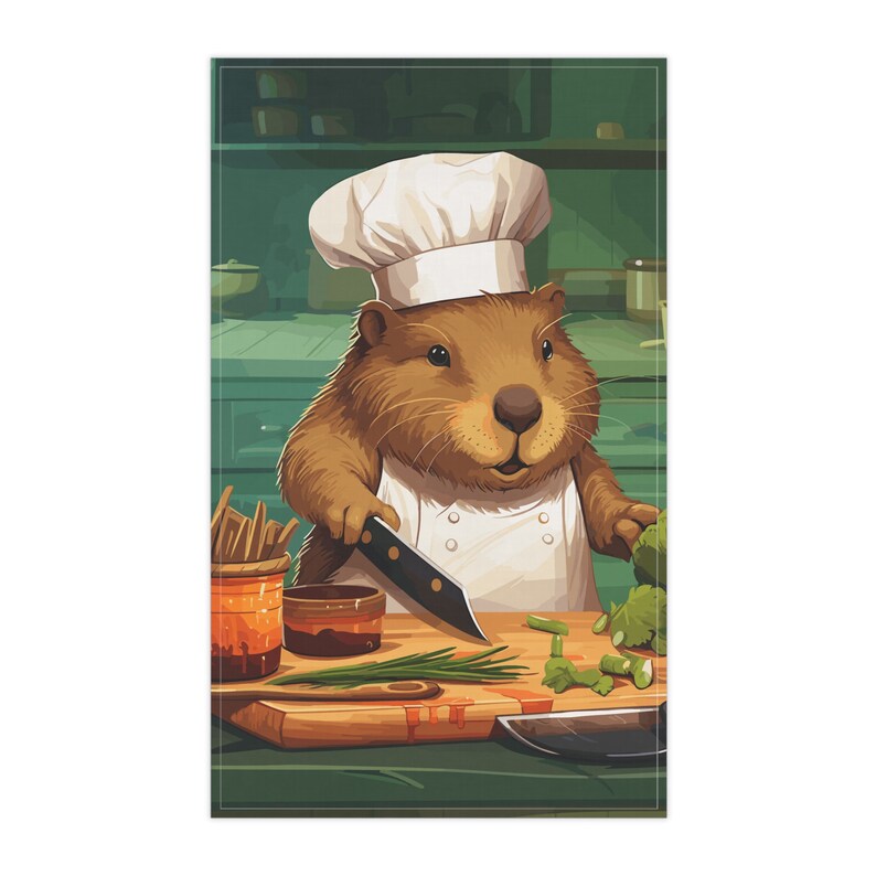Expressive Capybara Chef Kitchen Tea Towel: Style Meets Function - Etsy