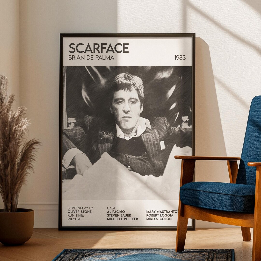 Scarface Inspired Movie Art Print: Cinema Film Poster, Pencil Sketch ...