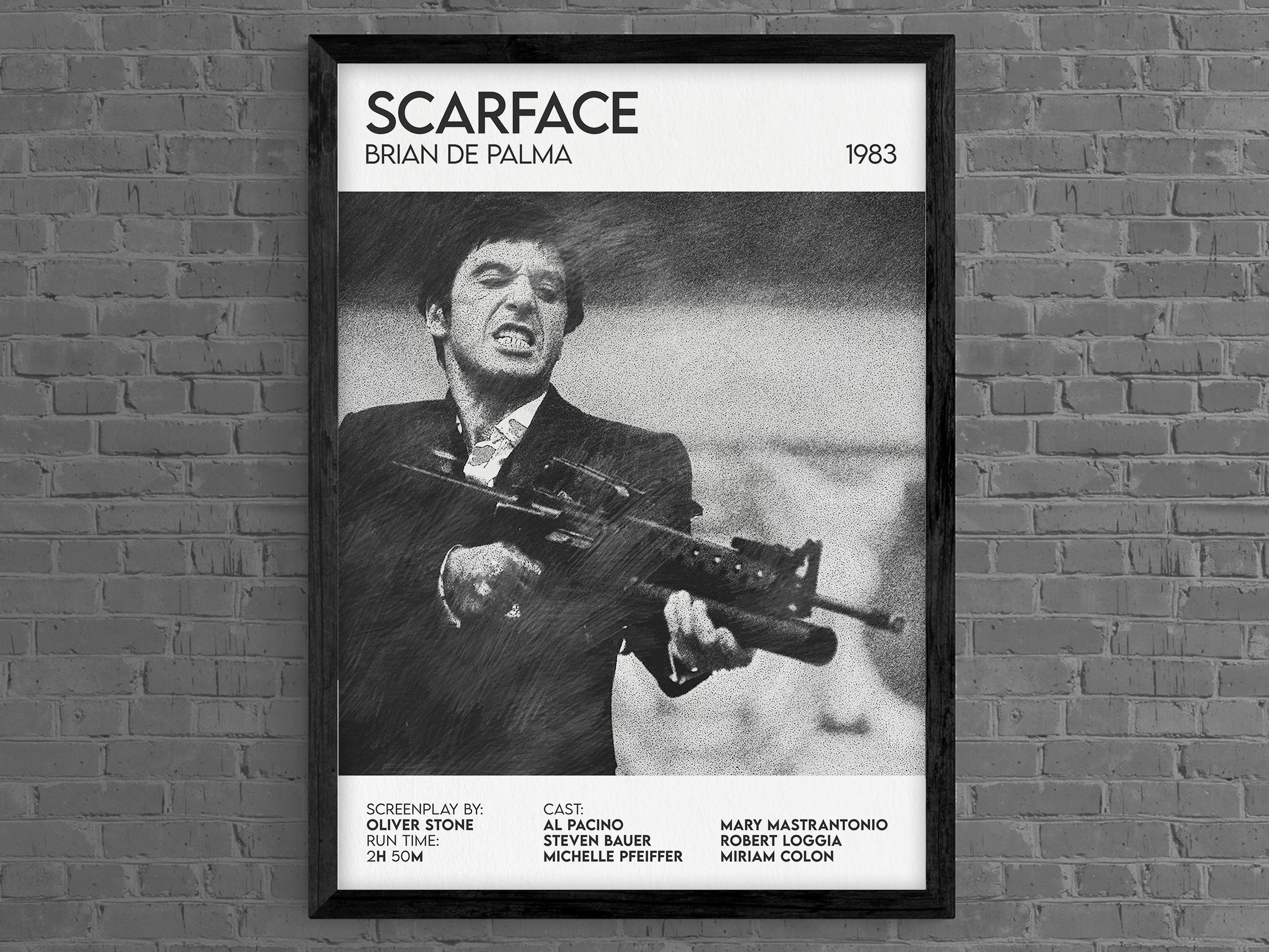 Scarface Inspired Movie Poster: Cinema Film Art Print, Pencil Sketch ...