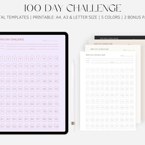 100 Days Challenge, 100 Days Tracker, Notability Template, Saving ...