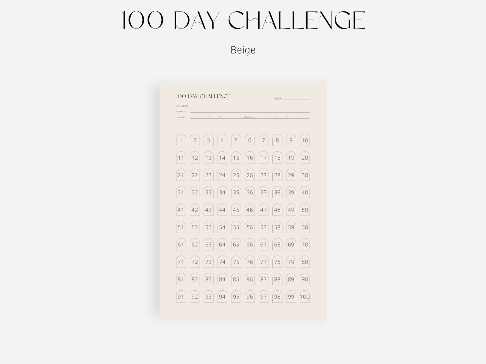 100 Days Challenge, 100 Days Tracker, Notability Template, Saving ...
