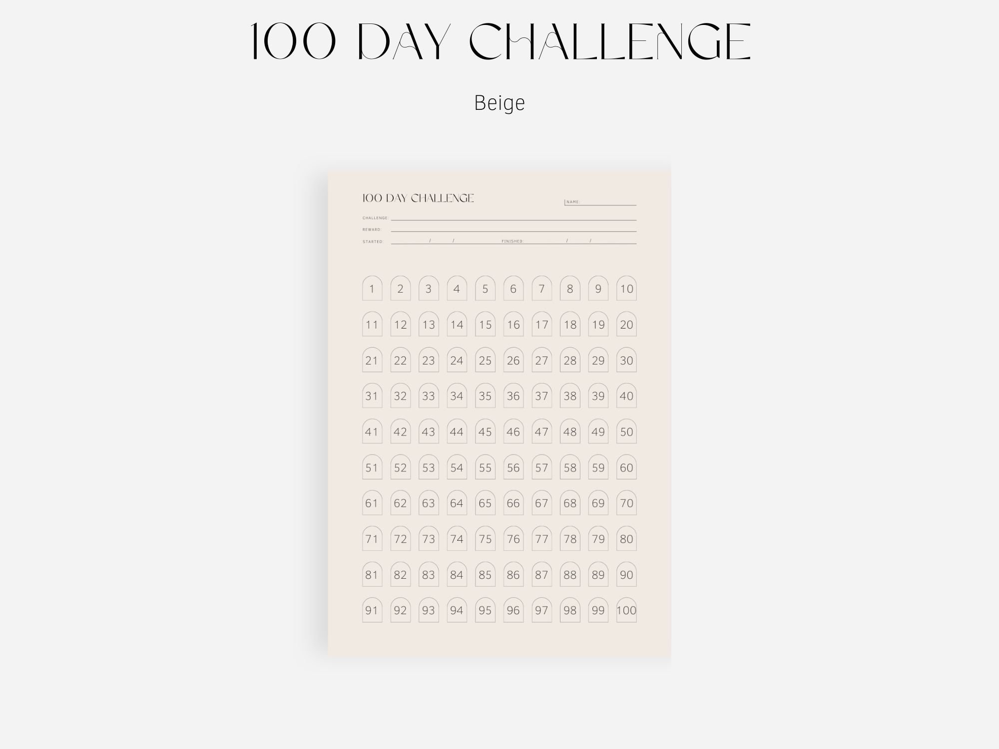 100 Days Challenge, 100 Days Tracker, Notability Template, Saving ...