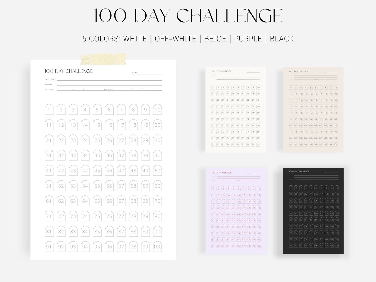 100 Days Challenge, 100 Days Tracker, Notability Template, Saving ...