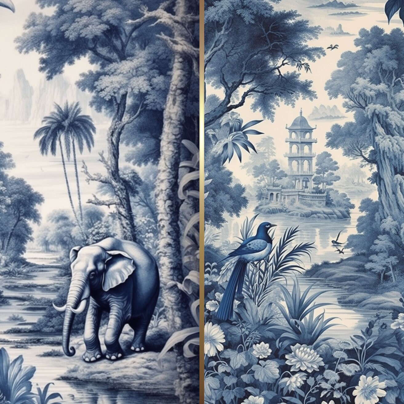6 Captivating Vintage Delft Jungle Landscapes Classic Delft Print ...