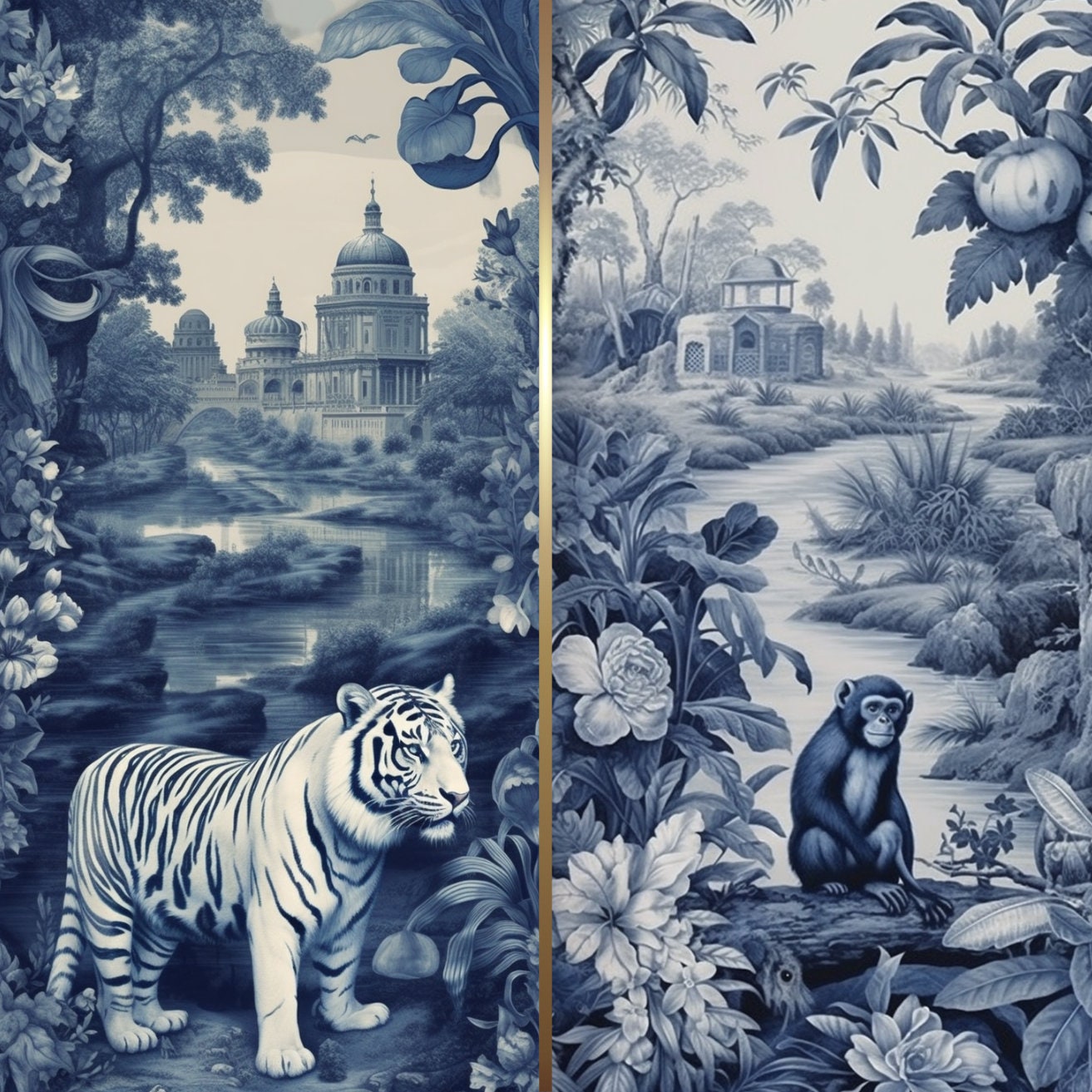 6 Captivating Vintage Delft Jungle Landscapes Classic Delft Print ...