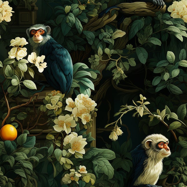Monkey Wallpaper - Etsy