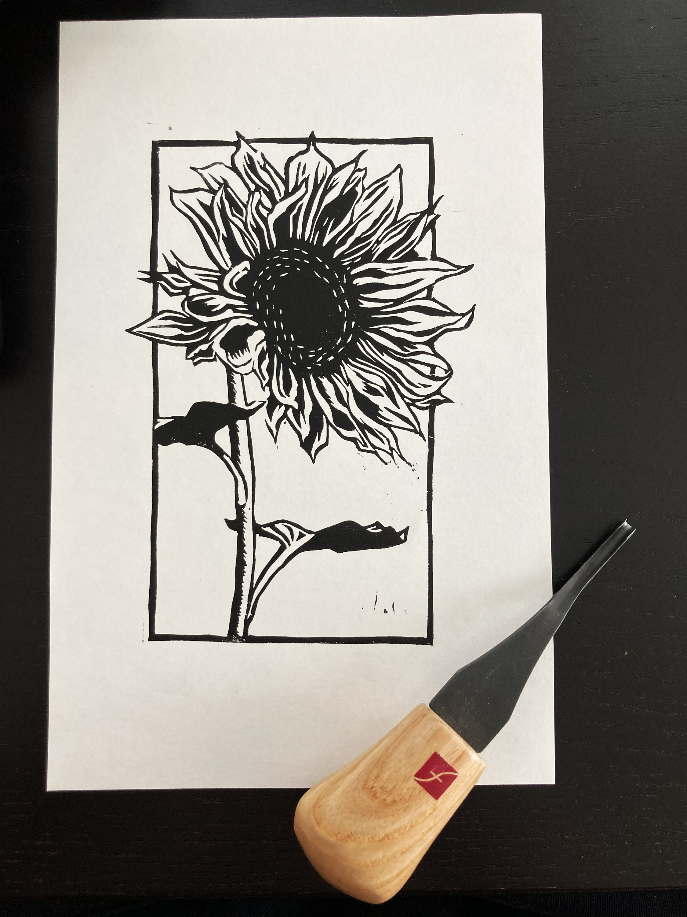 Sunflower Original Linocut Print - Etsy
